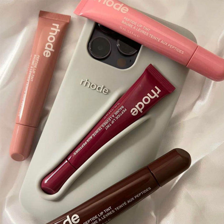 Silicone Lip Gloss Phone Case Pink Grey Lipstick Lip Glaze Adhesive ...