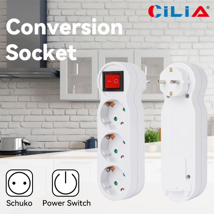 CILIA European Standard Wall Outlet with Switch - Shock-Proof, 3500W ...