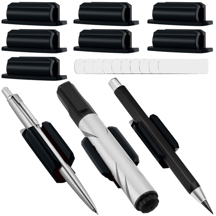 Set of 10 Pen Holder for Desk and Other Surfaces with 10 Extra Paste ...