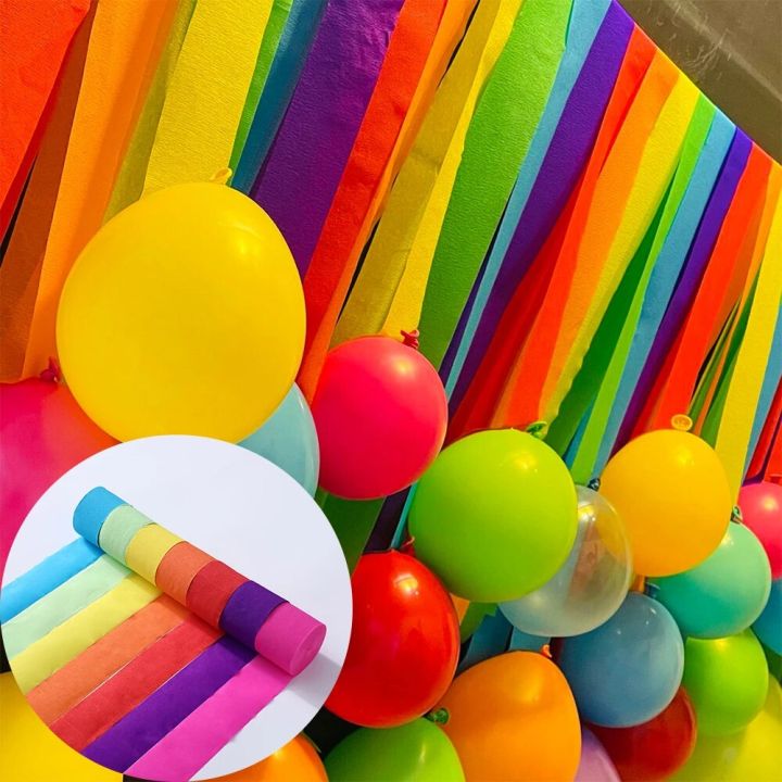 6Pcs Colored Crepe Paper Roll DIY Origami Party Decor Rainbow Streamer ...