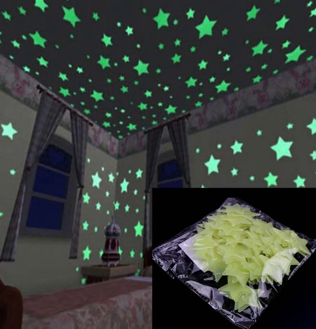 Room decorating for children, High Quality Radium 100 Pieces Stars ...