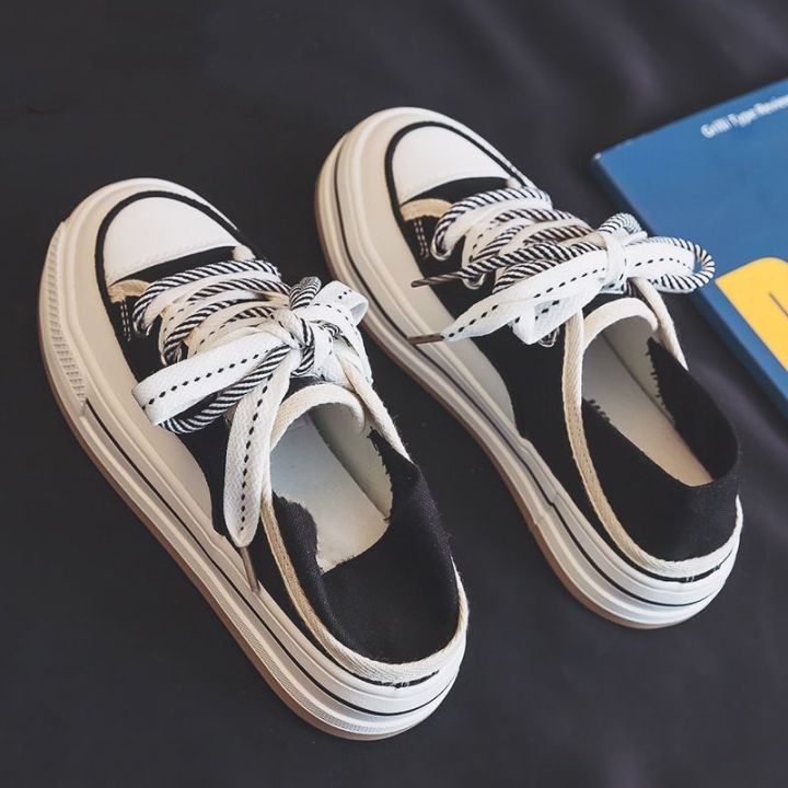 Canvas Shoes Platform Slip-on 2024 Summer 2024 All-Matching Height ...