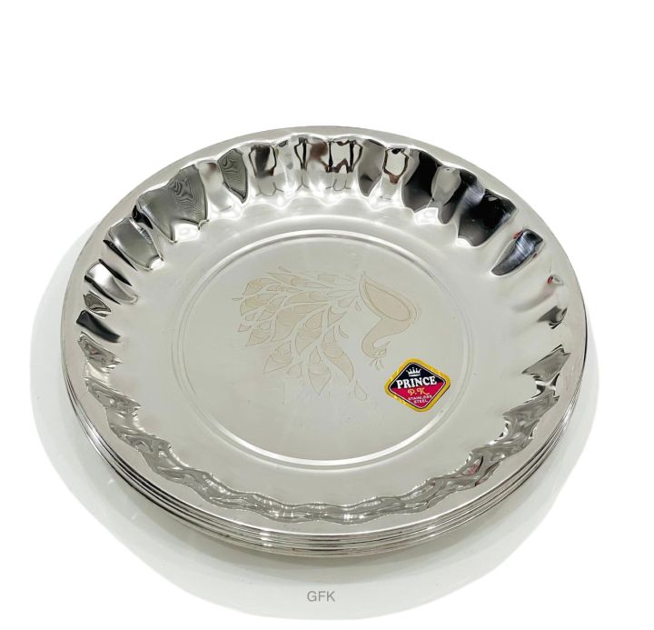 6-Piece Heavy Indian Silver Plate Set - 20cm, 22cm, 25cm - Traditional ...