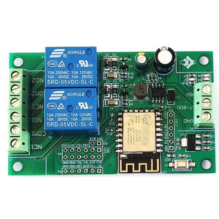 Esp8266 Esp-12F Wifi Relay Module 2Channel 5V/8-80V Network Switch | Daraz.lk