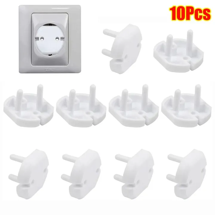 New Plastic Electric Socket Outlet Cover White Two Phase Safe Lock ...