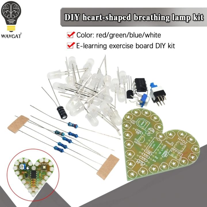 DIY Kit Heart Shape Breathing Lamp Kit Breathing LED Suite Red White ...