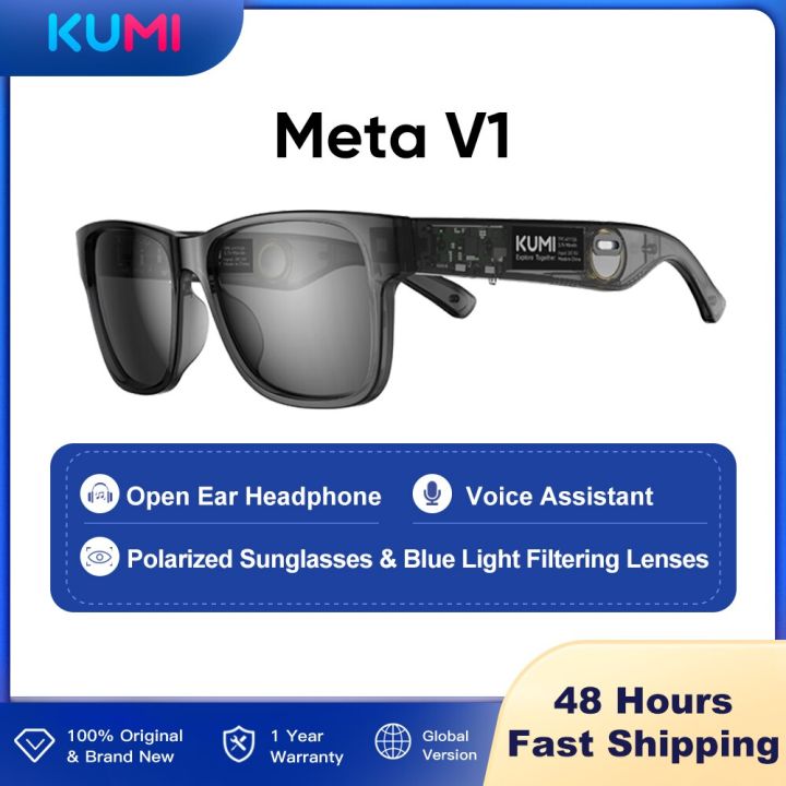 KUMI Meta V1 Smart Glasses Polarized Sunglasses Bluetooth Glasses IPX4 ...