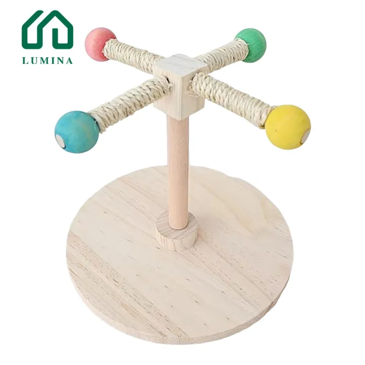Lumina Natural Wood Parrot Perch Interactive Perch Toy with 360 Degree ...