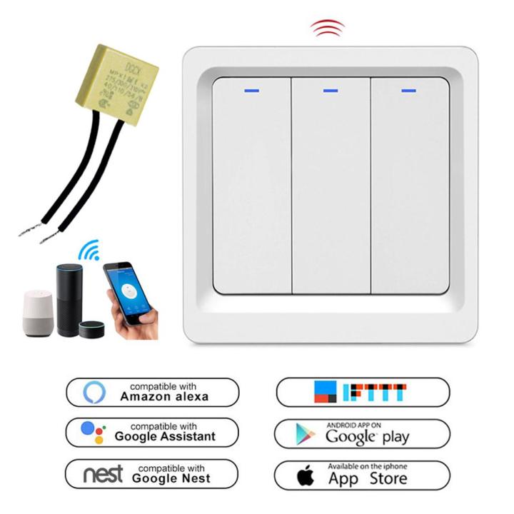 2 GANG WIFI Smart Touch Home wall switch works with Alexa & Google, App ...