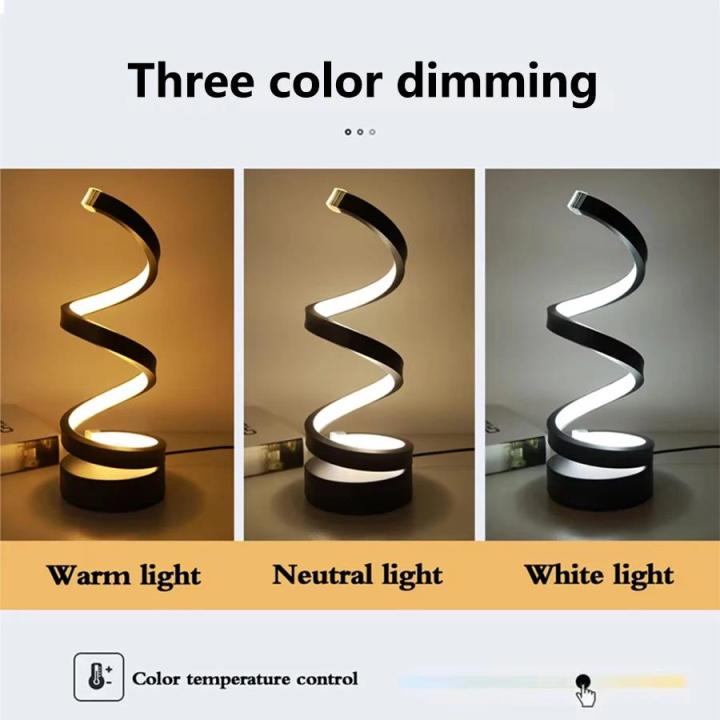 White RGB Led Table Lamp Dimmable USB Night Light Spiral Snake Desk ...