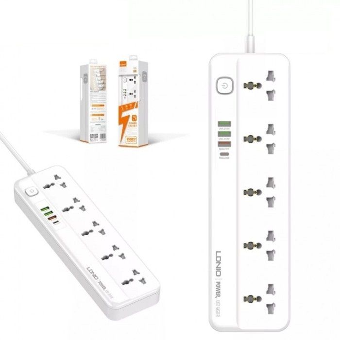 LDNIO SC5415 DEFENDER SERIES - Colokan Listrik 5 Socket 4 USB Port ...