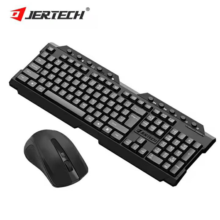 JERTECH KM200 2.4Ghz Computer Office Wireless Keyboard and Mouse Combo Wireless Keyboard and ...