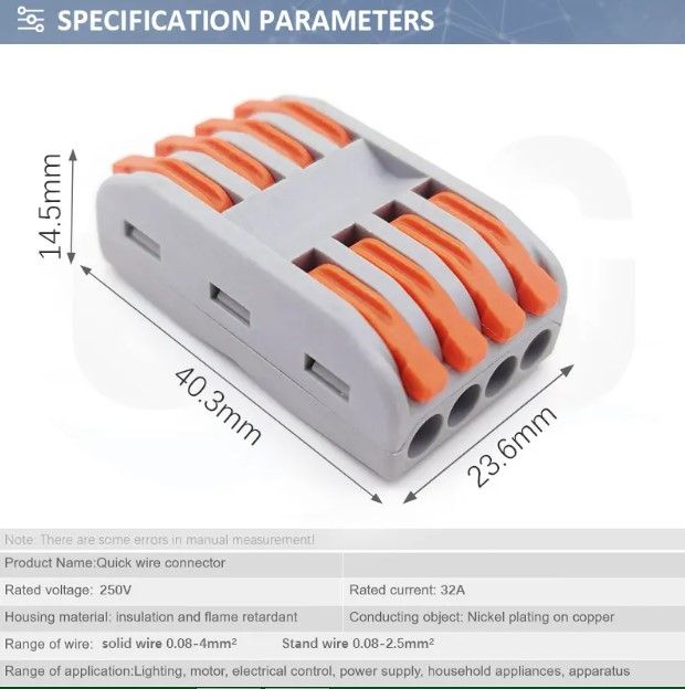 4 In 4 Universal Cable Wire Connector Push Type Quick Wire Connector ...