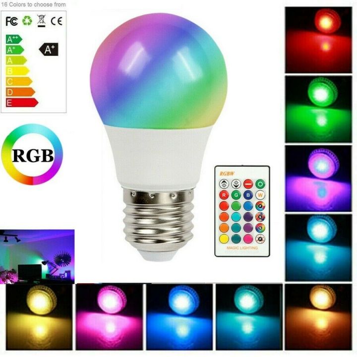 RGB 16 Color Changing Remote Control Light Bulb 7W-10 W A60 E27 / Screw ...