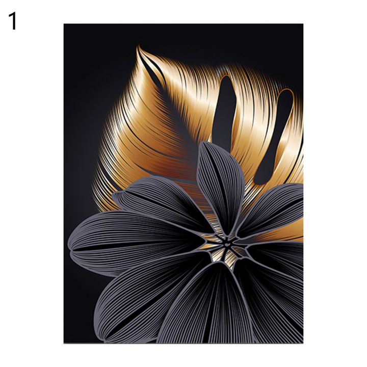 Wall Painting Frameless Decorative Fabric Black Plant Leave Pattern Art ...