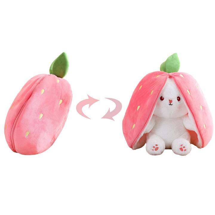 18cm Cosplay Strawberry Carrot Rabbit Plush Toy Stuffed Creative Bag ...