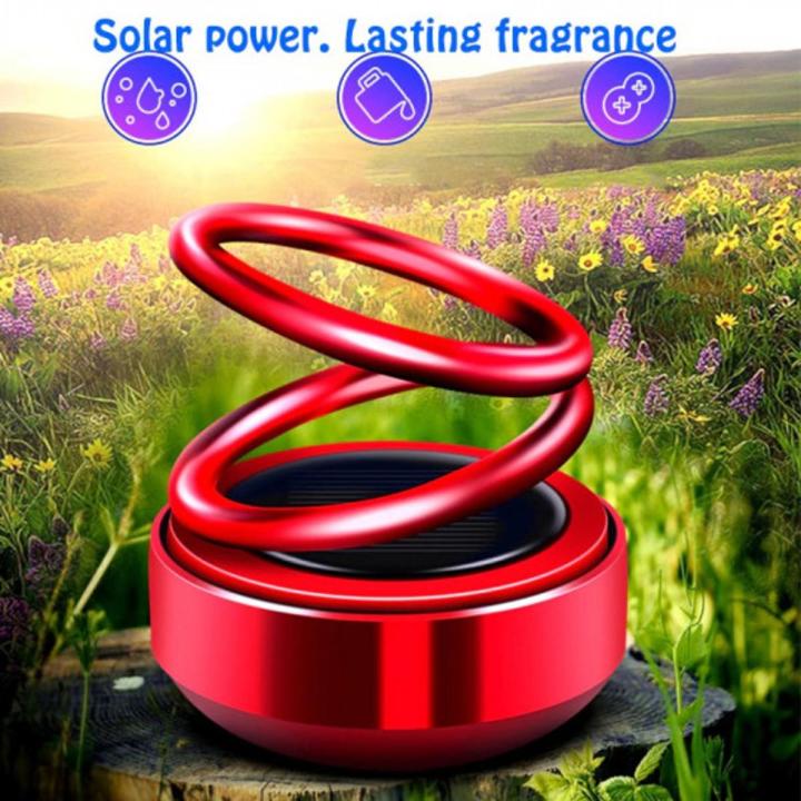 Solar Power Rotatable Red Color Car Aroma With Air Freshener Perfume ...