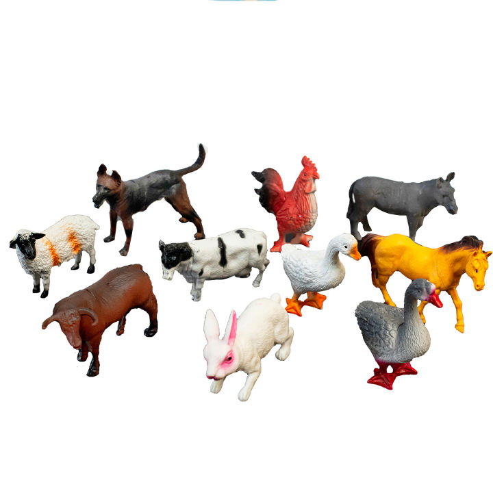 Farm Animal Rubber Animal Set 10 pcs - Multicolor | Daraz.lk