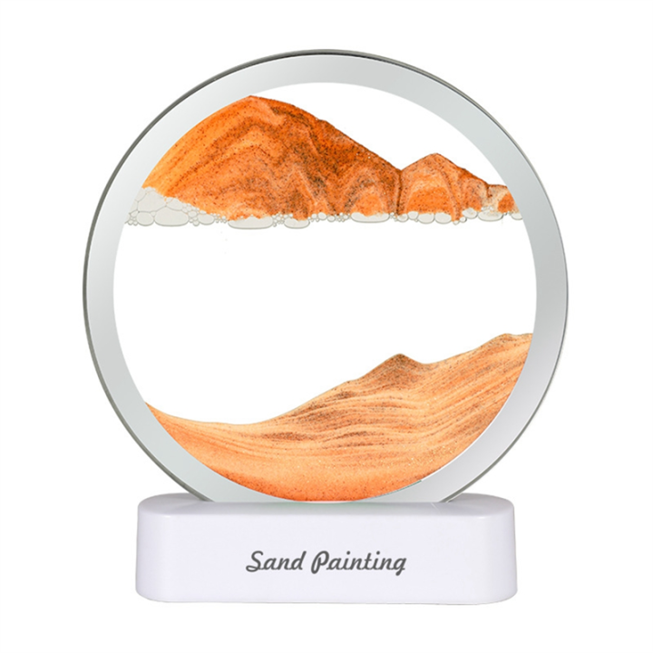 USB LED Quicksand Night Light 3D Natural Landscape Flowing Sand Moving ...
