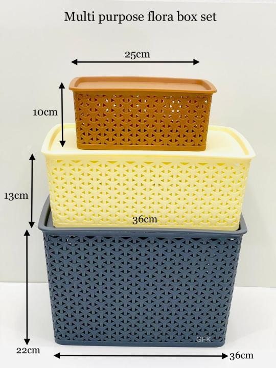 Multipurpose Solitaire Storage Basket with Lid 3 pcs | Daraz.lk