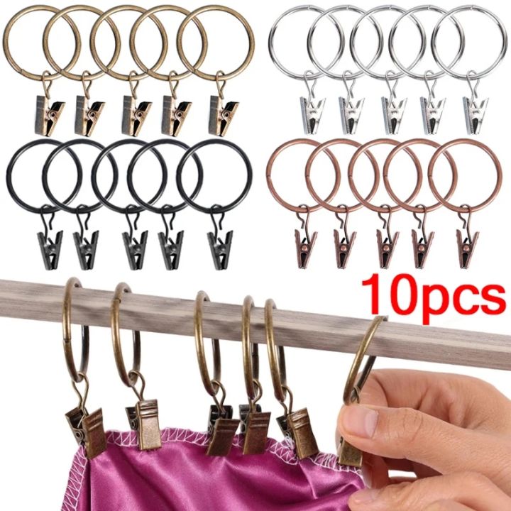 10pcs Curtain Hooks Hanging Clips Metal Clip Rustproof Curtain Rods ...
