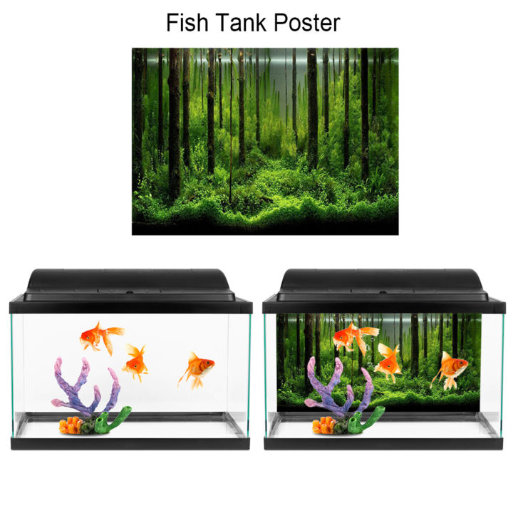 3d Double-Sided Aquarium Landscape Sticker Poster Fish Ocean Sea Plants ...