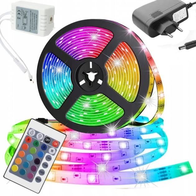 5-Meter LED Strip Light with Remote Control - Waterproof Multicolor ...