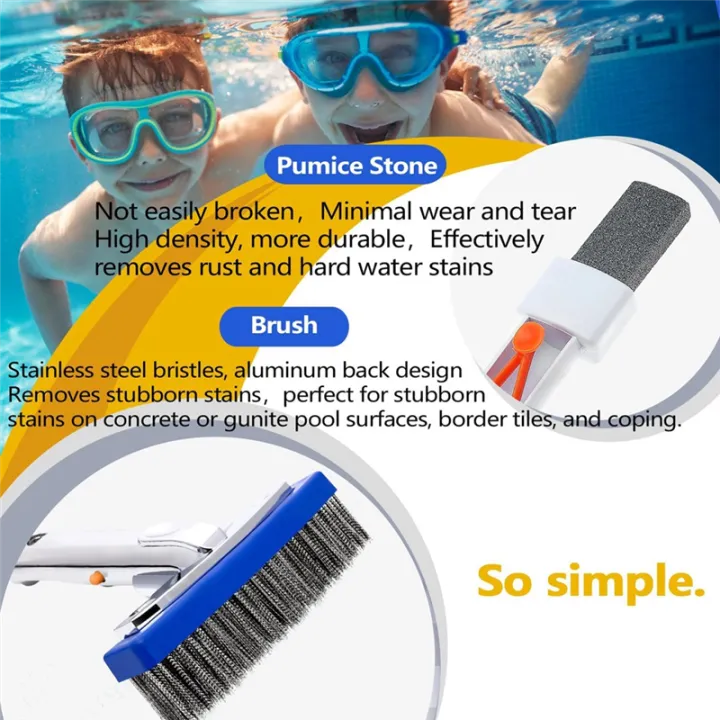 FORIDE Pool Pumice Stone and 5 Inch Stainless Steel Pool Brush Kit to ...
