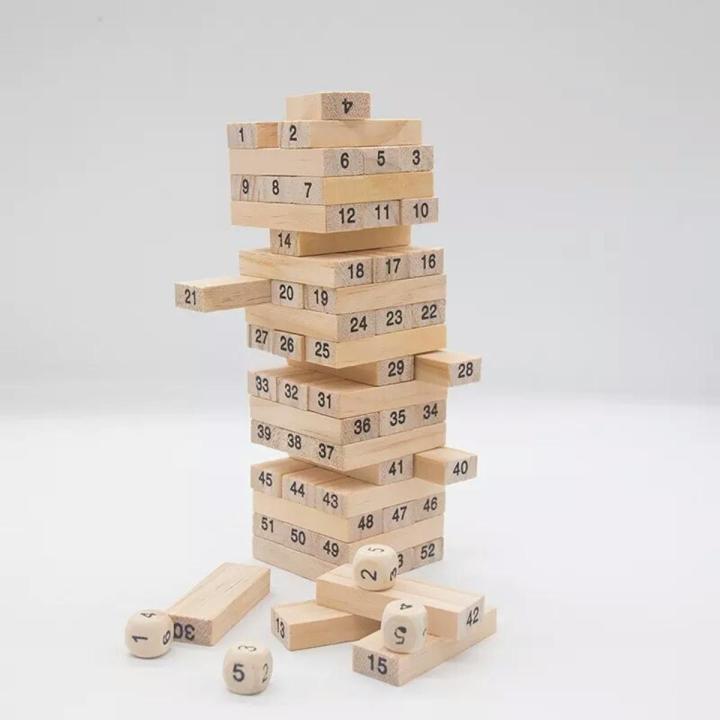 54PCS/set Wooden Tower Building Blocks Toy Rainbow Domino Stacker Board ...