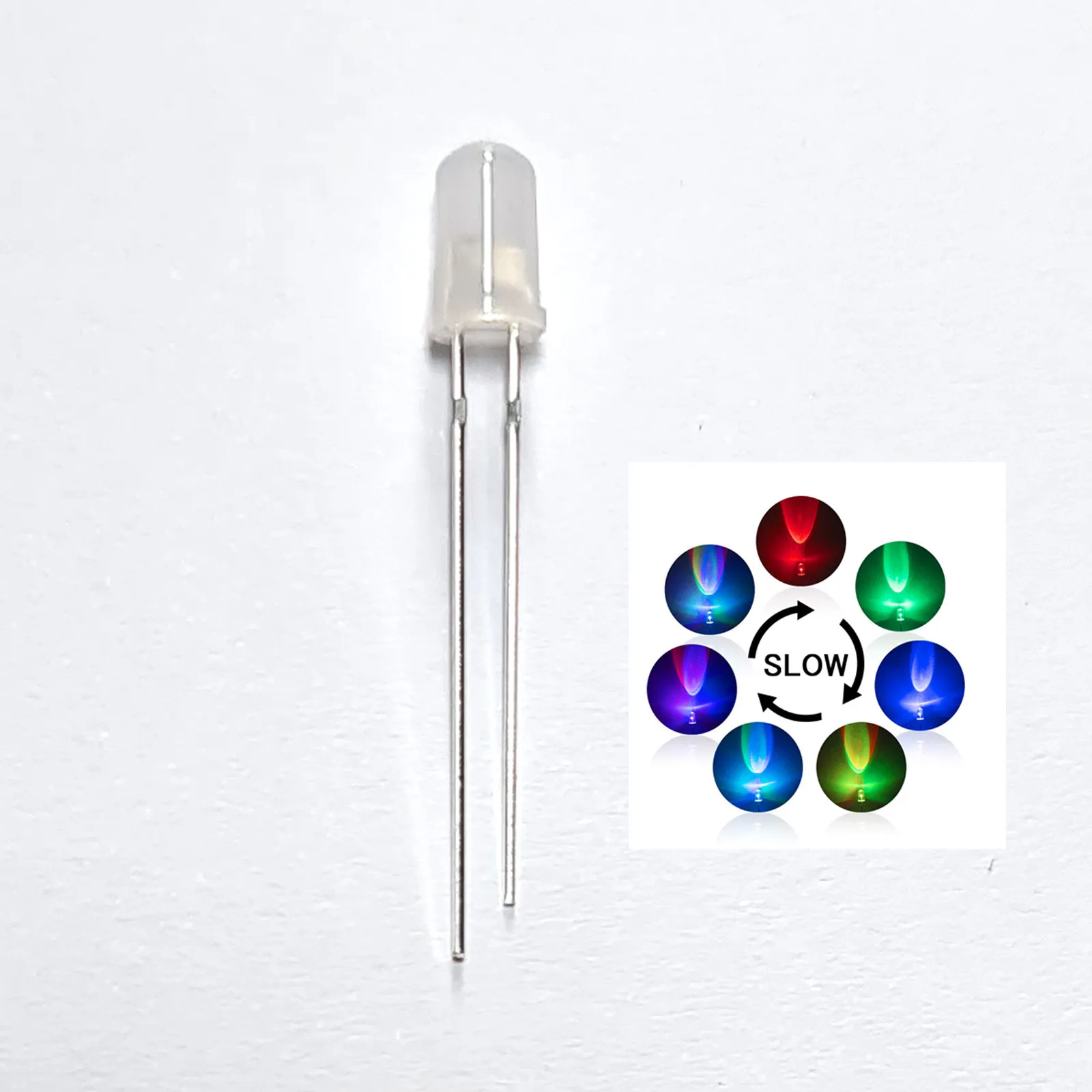 25pcs 7 Colors Slow Auto Flash 5mm Diffused LED Rainbow Colors Seven ...