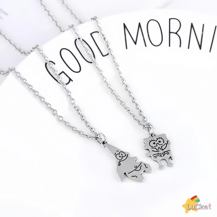 【LUCKET】2Pcs/set Spongebob Pie Star Couple Stitching Necklace Men and ...