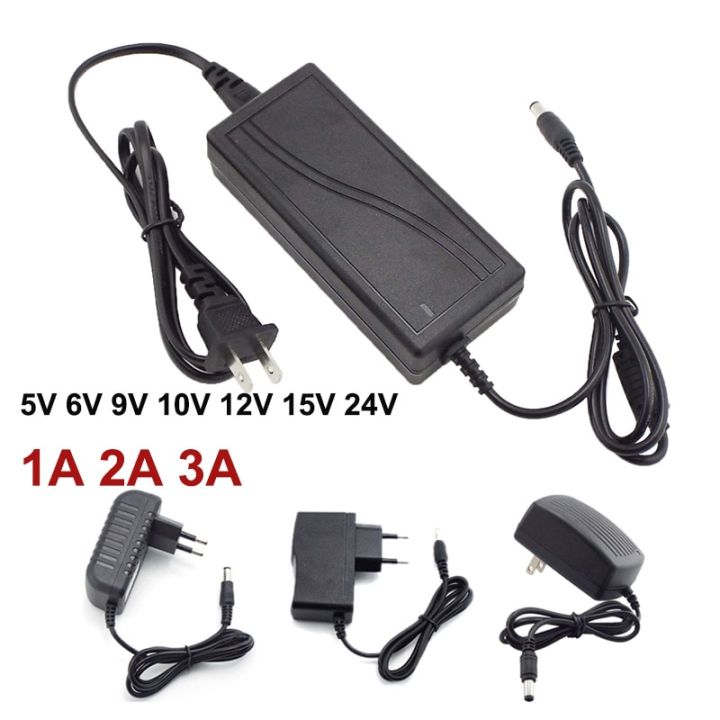 AC DC 5V 6v 9V 10v 12V 15v 24v volt Power Adapter 1A 2A 3A Supply wall charger US EU Plug for ...