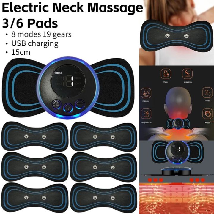 1-9PCS EMS Electric Neck Massage Patch Muscle Relaxation Machine USB ...