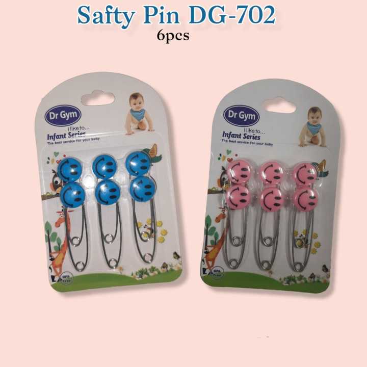 Pack of 6 Beautiful Beginnings Safety Lock Nappy Diaper Pins Pink/Blue ...