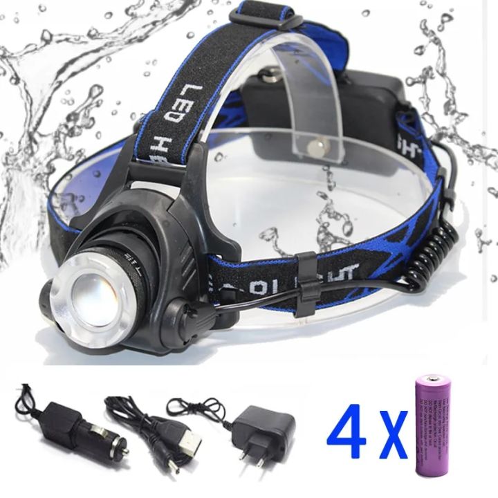 LED Zoom Headlight Flashlight Light Source Rechargeable Camping ...