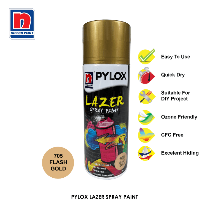 Nippon Pylox Lazer Hand Spray Paint Flash Gold 706 | Daraz.lk