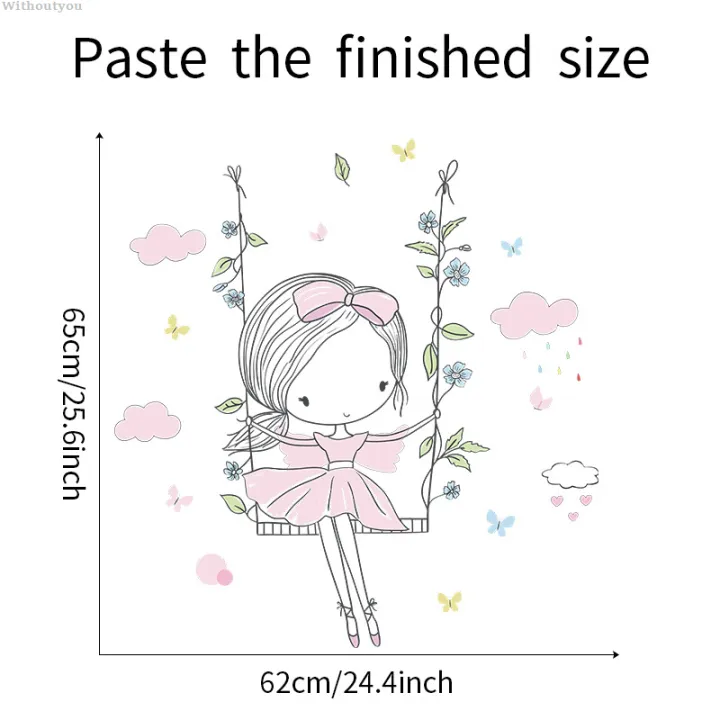 Withoutyou Paste the bedroom children's wall sticker, swing little girl ...