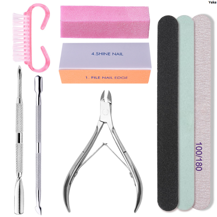 YekeHigh Quality Nail Set Art Sand Files Buffer Sponge Block Brush Nail ...