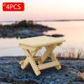 4Pcs Compact Folding Wood Stool 24x20x20cm Reinforced Crossbar Backyard ...