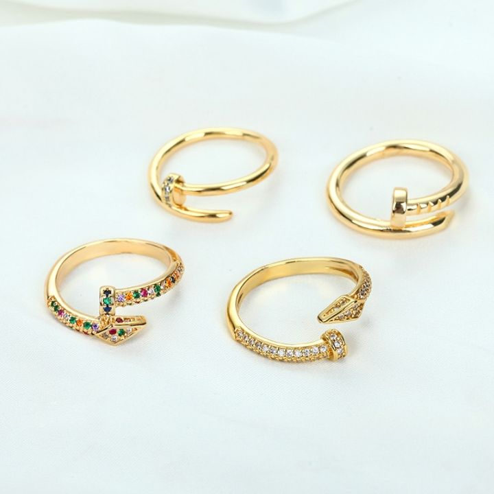 Daihe Exquisite Screw Ring Women 18K Gold plated Adjustable Colorful ...