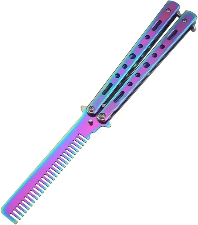 Butterfly Comb Stainless Steel Rainbow Portable Safe Foldable Hair ...