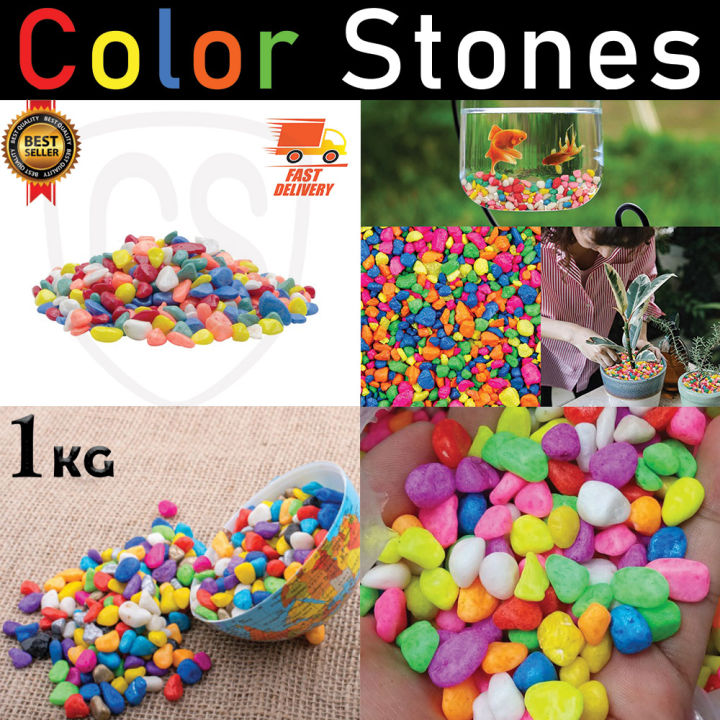 Aquarium Decorative Stone Pebbles multi color Fish Tank pebbles 1kg ...