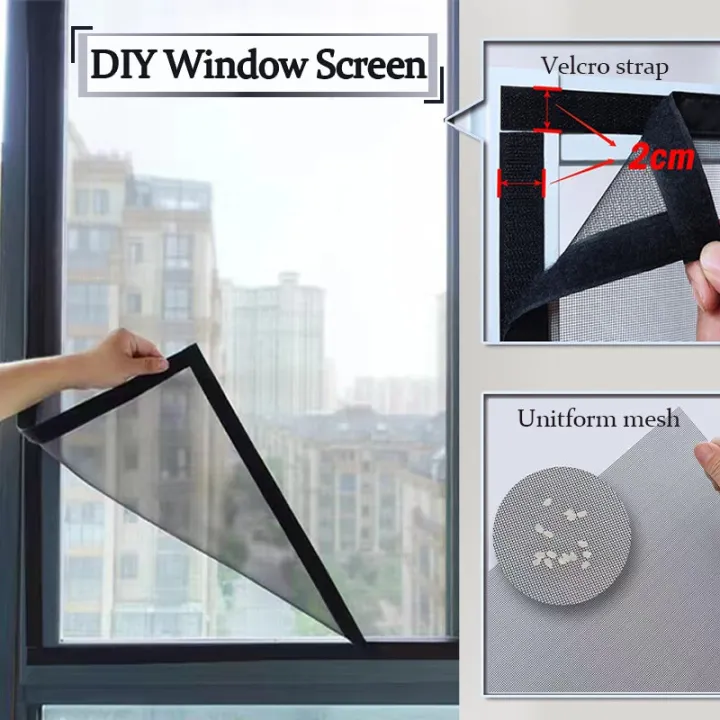 Upgraded Window Screen, Adjustable Mesh Screen DIY Window Net with Hook ...