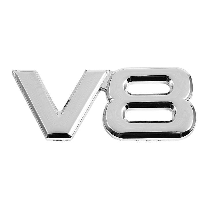3D Silver Auto Motor V8 Car Rear Emblem Decal Badge Sticker 7.5x3.5cm ...