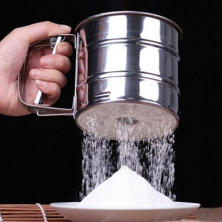 Stainless Steel Powder Semi-Automatic Hand-Held Flour Sieve Cup Mesh ...