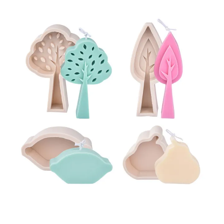 New Silicone Leaves Fruit Candle Mold 3d Pear Water Shape Candle Mold ...