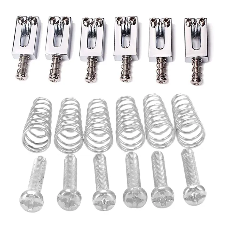 12 Pcs Guitar Parts:6 Pcs Electric Guitar Tremolo Bridge String Saddles ...