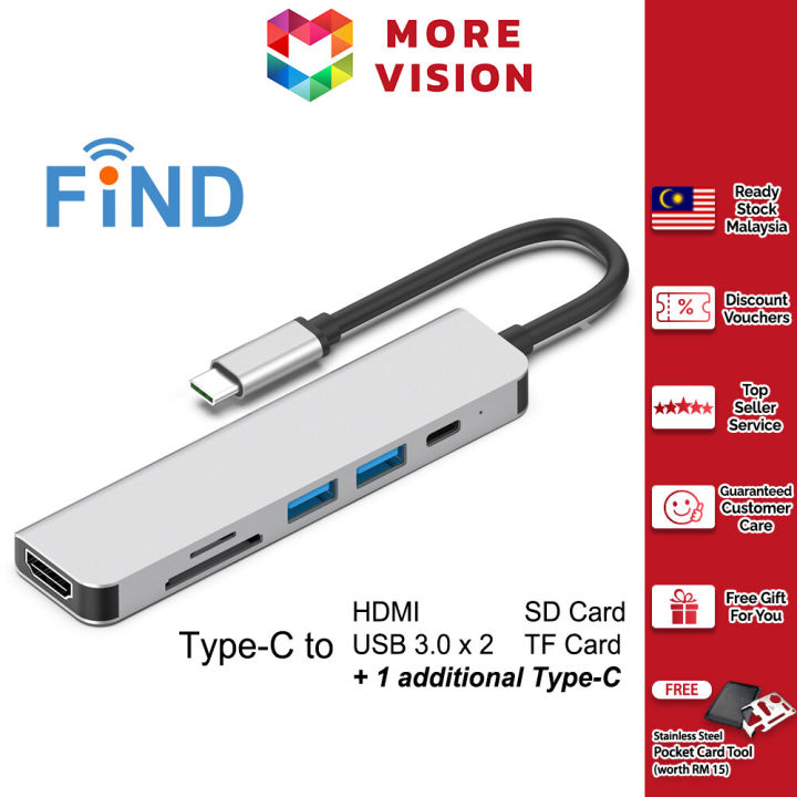 4 In 1 Type C Hub To HDMI 4K With 2 USB 3.0 And PD Charging Port USB C ...