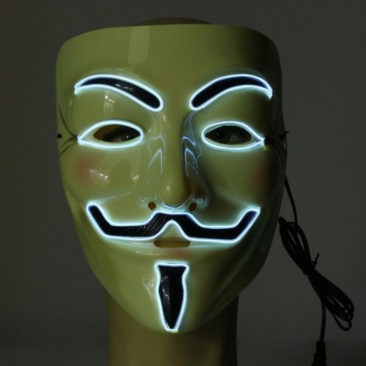 El Wire Light Up LED For Vendetta Anonymous Guy Fawkes Costume Cosplay ...