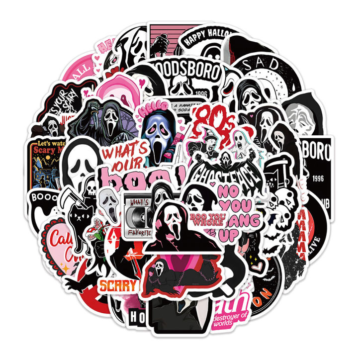 50Pcs Cute Gothic Skull Ghostface For Laptop Water Bottle Luggage ...